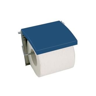MSV Porte Rouleau Papier WC Mural MDF & INOX Bleu Fonc&eacute;