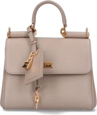 Dolce & Gabbana Hobo Bags - Structured Handbag With Gold Hardware And Detachab - Gr. unisize - in Beige - für Damen