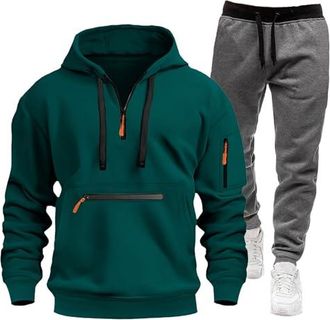 Generic Survetement Homme Ensemble Sweat &Agrave; Capuche Et Pantalon V&ecirc;tement De Sport Automne Hiver Casual Tenue Sport Homme D&eacute;contract&eacute; Ensemble 2 Pi&egrave;ces Tracksui