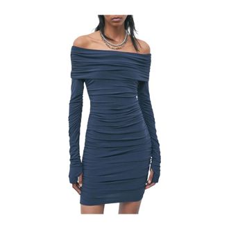 Patrizia Pepe Robe courte drap&eacute;e - Femme - Robes - Bleu - Taille: 36 FR
