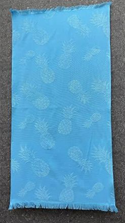 Questo Casa Badetuch Strandtuch 16/1 Bambus Ananas Muster Jacquard Stoff schnelltrocknend 330g/m² 80x150cm 1 Stück Türkis
