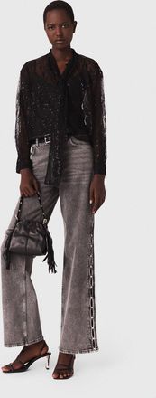 Maje Bluse Mit Lavallière-kragen Aus Spitze - Schwarz - Maje