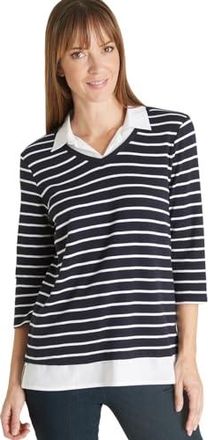 Daxon Tee-Shirt Effet 2 en 1 Esprit Marin - Femme