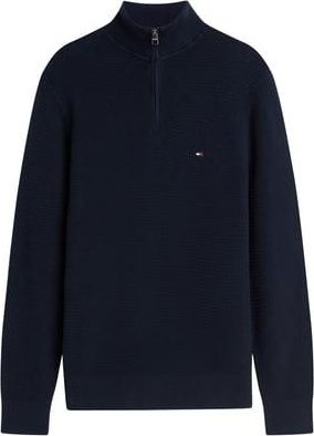 Tommy Hilfiger Pull droit col montant zipp&eacute; en coton et cachemire