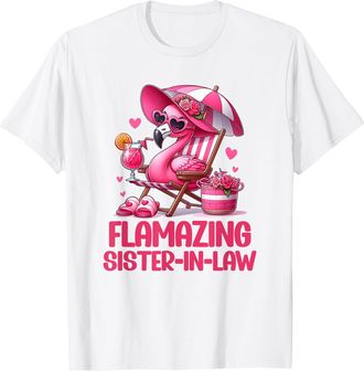 BDAZ Atemberaubender tropischer Strandausflug mit rosa Flamingo und Schw&auml;gerin T-Shirt