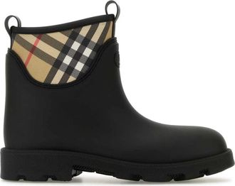 Burberry Homme, Chaussures, Noir, Taille: 44 EU Icon Stripe Detail Leather Bottes