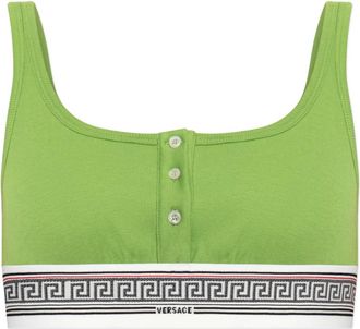 Versace Femme, Sous-v&ecirc;tements, Vert, Taille: 44 FR Bralette en jersey de coton c&ocirc;tel&eacute;