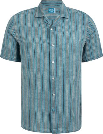Panareha Hawaiianisches Leinen-Aloha-Hemd für Herren BOUZNIKA Blau (XXL)