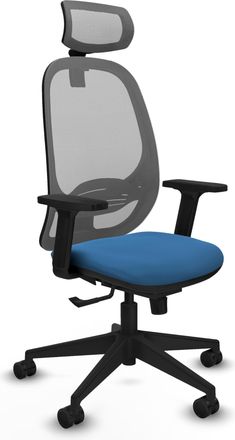 Piqueras y Crespo B&uuml;rostuhl mit 2D-Armlehnen, h&ouml;henverstellbarer Lendenwirbelst&uuml;tze und Kopfteil, h&ouml;henverstellbar und neigbar, ausgestattet mit 3 Positionen, Grau/Hell