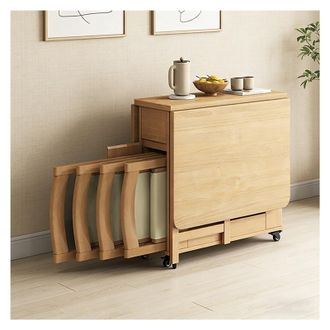 Generic klappbarer esstisch Tischset aus Massivholz Ausziehbarer Esstisch mit Schubladen und 4 Rollen Klappbare K&uuml;chentische for kleine Wohnungen