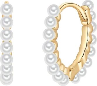 Glanzst&uuml;cke M&uuml;nchen Ohrringe - Sterling Silber Perlen-Creolen Perle (synth.) - Gr. unisize - in Wei&szlig; - f&uuml;r Damen
