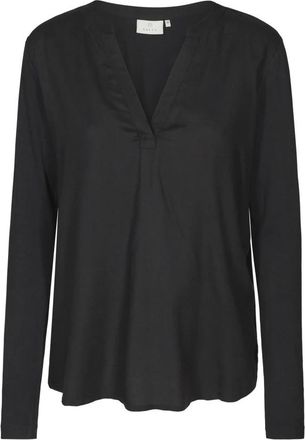 Kaffe Femme, Blouses et Chemises, Noir, Taille: 42 FR Chemisier Noir Profond avec Col en V