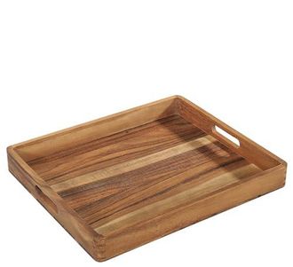 Zassenhaus Plateau de service en bois dacacia - Plateau avec poign&eacute;es - Plateau &agrave; petit-d&eacute;jeuner - Plateau en bois d&eacute;coratif - Plateau pour vaisselle - Bois dur 
