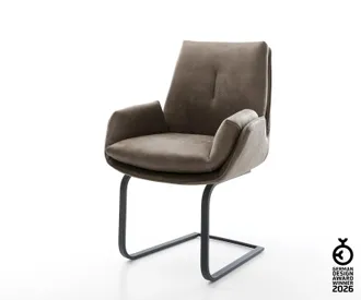 DELIFE Freischwinger Clea-Flex Mikrofaser Taupe Vintage Freischwinger flach Schwarz, Esszimmerst&uuml;hle