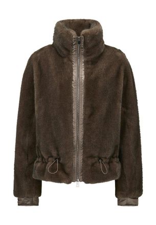 Milestone Fellimitatjacke MSDenise Damen Kunstfelljacke &Uuml;bergangsjacke mit Tunnelzug
