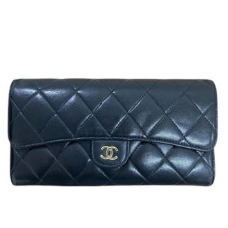Chanel Portefeuille long Matelass&eacute; Pre-owned (bi-pli) - Femme - Pre-owned - Noir - Taille: ONE Size