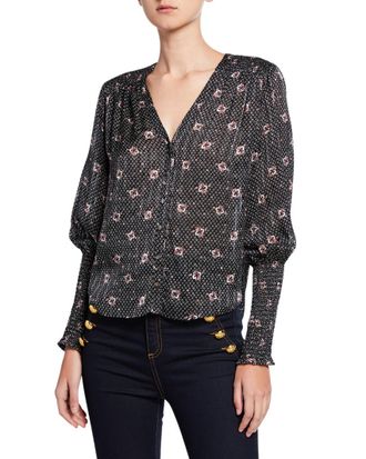 Veronica Beard Printed Silk Blouse Size S