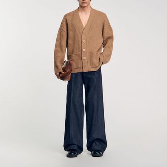 Sandro Oversize-Cardigan mit Rippenmuster