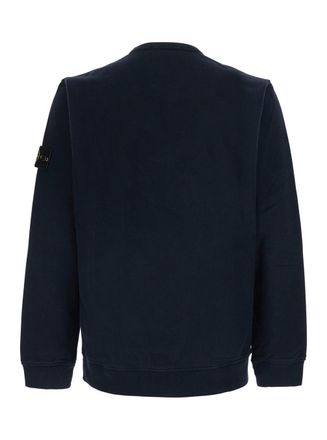 Stone Island Mens Hooded Zip-Up Sweatshirt Blue Organic Cotton Sweatshirts Sweater
