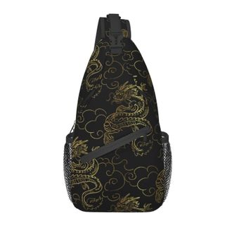 AOOEDM Umhängetaschen mit chinesischem Drachenmuster für Herren, Crossbody-Schulter-Brusttaschen, lässige Sporttasche für Reisen, Wandern, Fitnessstudio