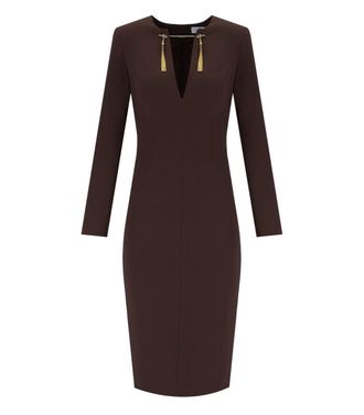 Elisabetta Franchi ROBE FOURREAU AVEC GLANDS COFFEE ELISABETTA FRANCHI
