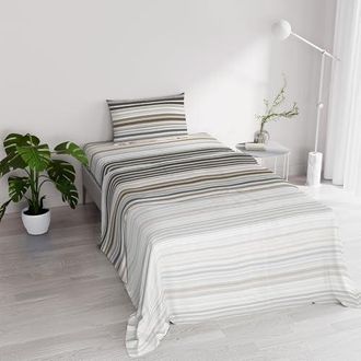 Italian Bed Linen Bettwäscheset River für Einzelbett aus Baumwolle und recycelten Fasern, Design: tigri, gefertigt in Italien, Twin