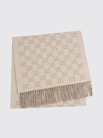Gucci &Eacute;charpe en pur cachemire avec monogramme GG et bords frang&eacute;s