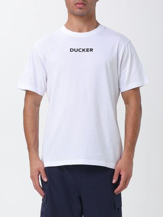 Save The Duck T-shirt &agrave; col rond en coton avec imprim&eacute; slogan sur le devant