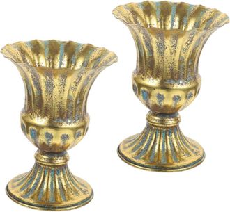 Garneck 2 St&uuml;ck Teiliges Rustikales Eisen-blumenvase- Vintage Tischvase mit Einzigartiger Urnenform Vielseitig f&uuml;r Frische und Getrocknete Blumen Elegante Dek