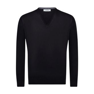 Gran Sasso V-Ausschnitt Pullover 55115 - - Knitwear - Herren - Schwarzk - XL