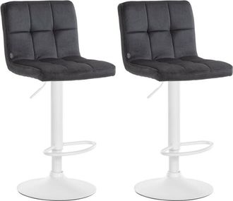 Clp Lot de 2 tabourets de bar Pérou velours Noir Blanc