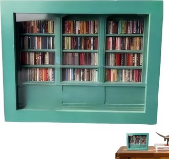 Generic Mini-B&uuml;cherregal aus Holz - sensorisches Fidget Spielzeug, literarische Dekoration, beruhigende Figur | Kreatives Heimzubeh&ouml;r f&uuml;r Jugendliche, Erwachs