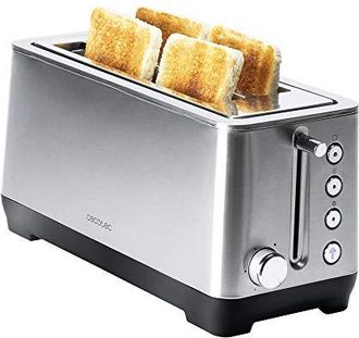 Cecotec Toaster BigToast Extra Double. 2 extra breite lange Steckplätze, Leistung 1600 W, 4 voreingestellte Funktionen, 6 Leistungsstufen