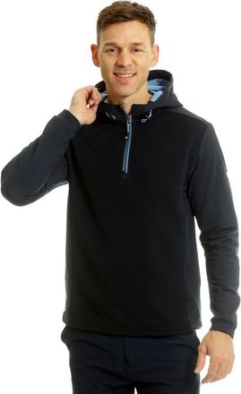 Island Green Herren Technischer Kapuzenpullover mit Rei&szlig;verschluss am Hals, gerippt, Marineblau, XL