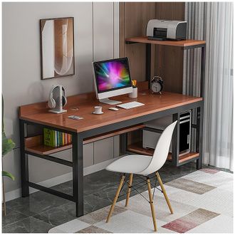 Generic Moderner Computertisch mit Ablagefächern, Arbeits- und Gaming-Schreibtisch, großer Büroschreibtisch, Stehpulte mit Druckerplatz, Geschäftsmöbel for da