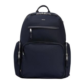 HUGO BOSS Homme, Sacs, Bleu, Taille: ONE Size Sac &agrave; dos pour homme avec logo et fermeture &eacute;clair bidirectionnelle bleu fonc&eacute; 50504306