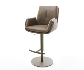 DELIFE Barstuhl Clea-Flex Mikrofaser Taupe Vintage Drehfu&szlig; h&ouml;henverstellbar Metall Titanfarben, Barst&uuml;hle