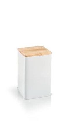 Tescoma 900839 Bo&icirc;te en &eacute;tain alimentaire, r&eacute;cipient en m&eacute;tal avec couvercle en bambou, 10 x 10 x 14,5 cm, en ligne