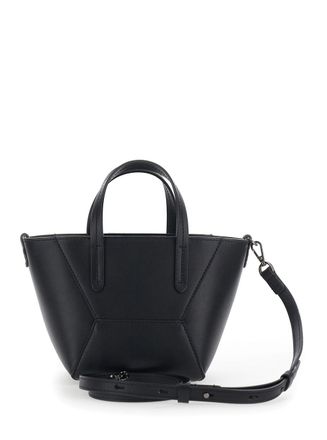 Brunello Cucinelli Womens Mini Leather Bag Duo Black