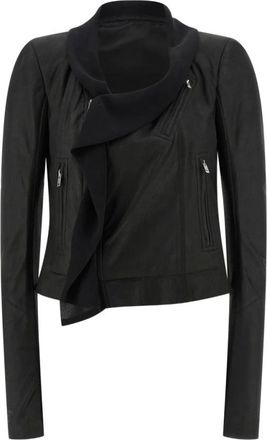 Rick Owens Femme, Vestes, Noir, Taille: 40 FR Veste Biker &agrave; &Eacute;charpe