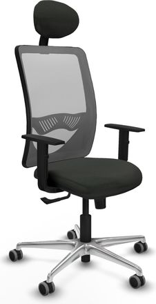 Piqueras y Crespo B&uuml;rostuhl aus schwarzem Mesh Zulema mit 1D-Armen, h&ouml;henverstellbarer Lendenwirbelst&uuml;tze und festem Kopfteil, ausgestattet mit 3 Positionen und Schneid