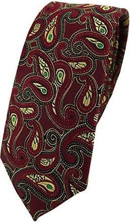 TigerTie &eacute;troit Designer cravate en bordeaux dor&eacute; vert noir Paisley &agrave; motifs