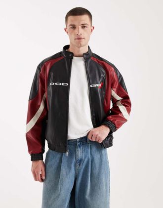 Hollister Bomber en similicuir &agrave; imprim&eacute; Dodge - Noir