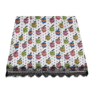 GCDS Apple Print Satin Mini Skirt - - Skirts - Damen - Wei&szlig; - S