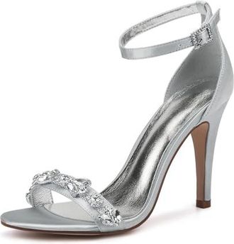 Generic Chaussures De Mariage Mari&eacute;e Stylet Talons Et&eacute; Bout Ouvert Talon Mariage Soir&eacute;e Chaussures Femmes 10.5Cm,Argent,37 EU