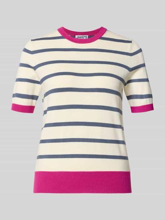 Jake*s Casual Strickshirt aus Viskose-Mix mit Rundhalsausschnitt
