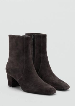 Mango Bottines daim talon bloc gris chin&eacute; fonc&eacute; - Femme - 35 - MANGO