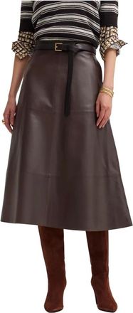 Bugatti Jupe trap&egrave;ze en cuir avec poches - Femme - Jupes - Brun - Taille: 44 FR