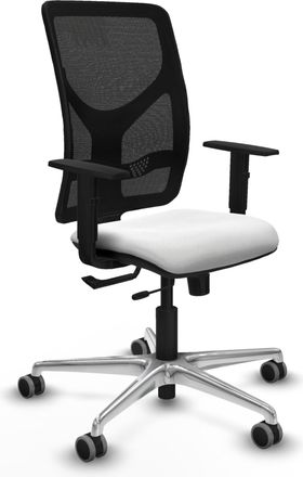 Piqueras y Crespo Schreibtischstuhl mit Armlehnen und hoher R&uuml;ckenlehne, wei&szlig;, h&ouml;henverstellbare Lendenwirbelst&uuml;tze, ausgestattet mit Syncro/Traslack und Schneideschaum