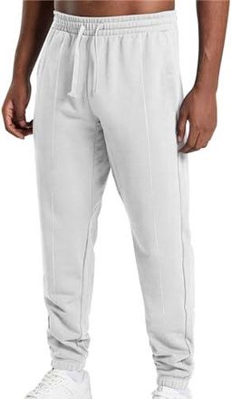 Generic Aldin Pantalon de jogging en coton pour homme avec poches zippées, pantalon de loisirs idéal pour le sport, la gym, le fitness et les loisirs, Blanc.,